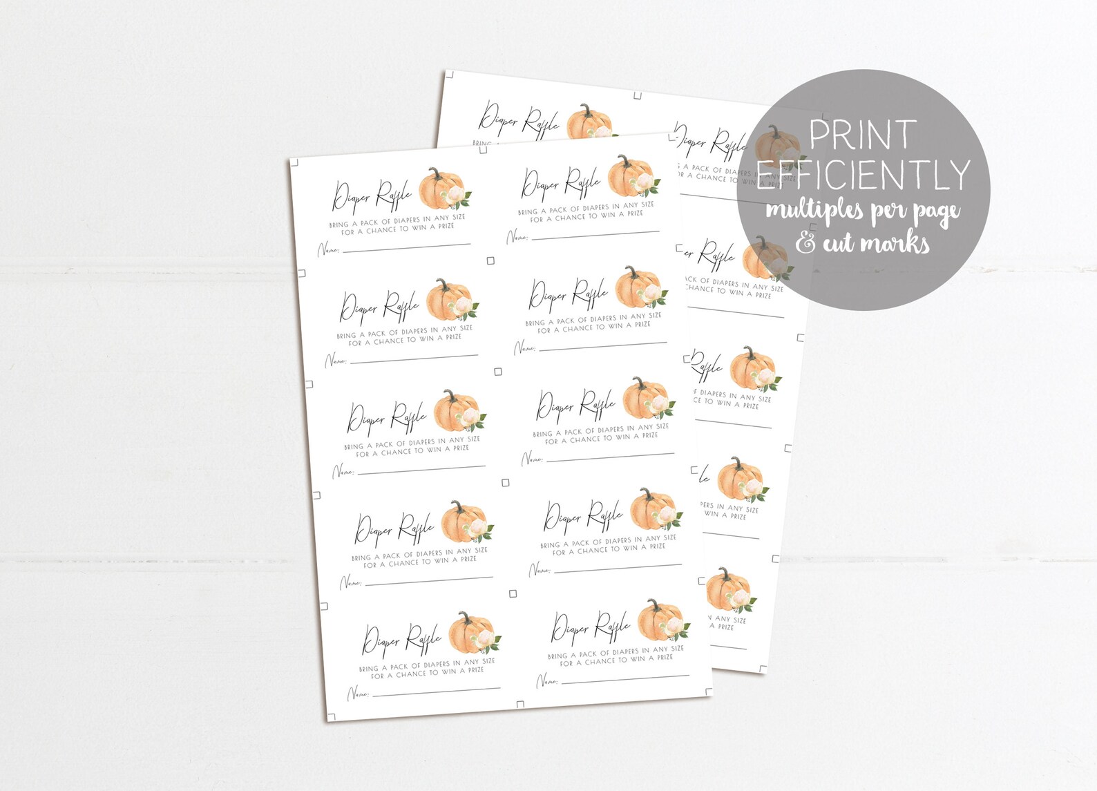 Pumpkin Diaper Raffle Ticket Little Pumpkin Baby Shower | Etsy