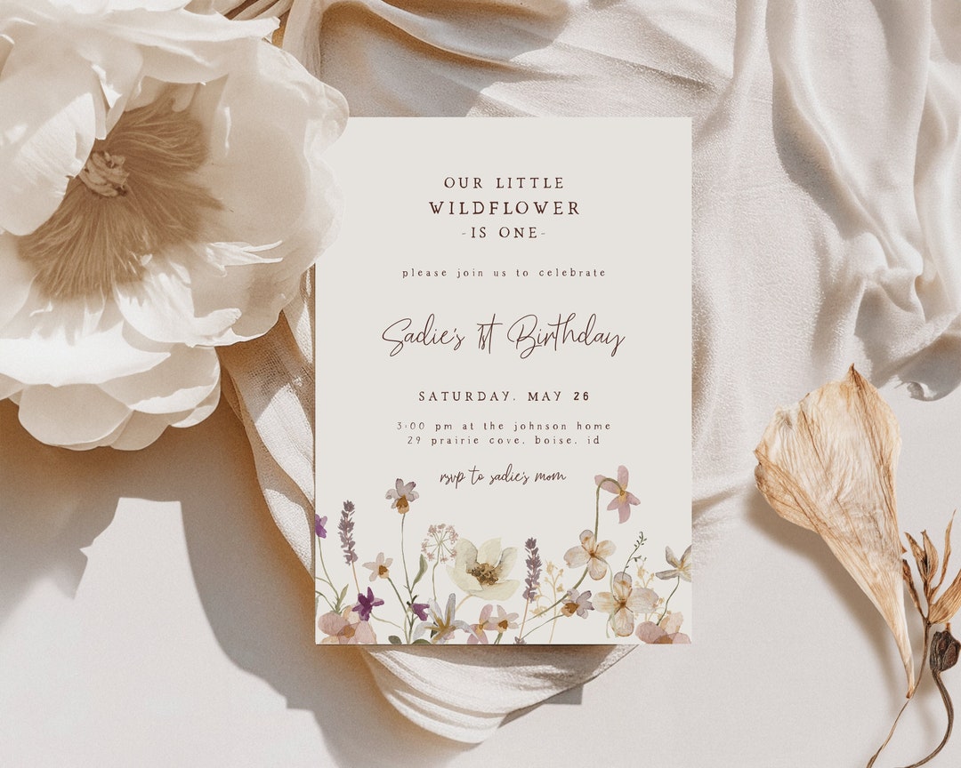 Wildflower Birthday Invitation Template | Editable Our Little Wild ...