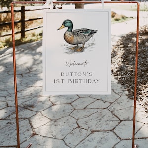 One Lucky Duck Birthday Welcome Sign Template | Editable Duck First ...
