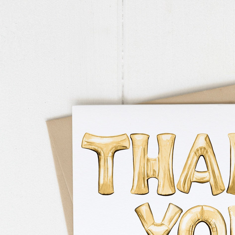 Gold Thank You Card Golden Birthday Stationery Printable - Etsy