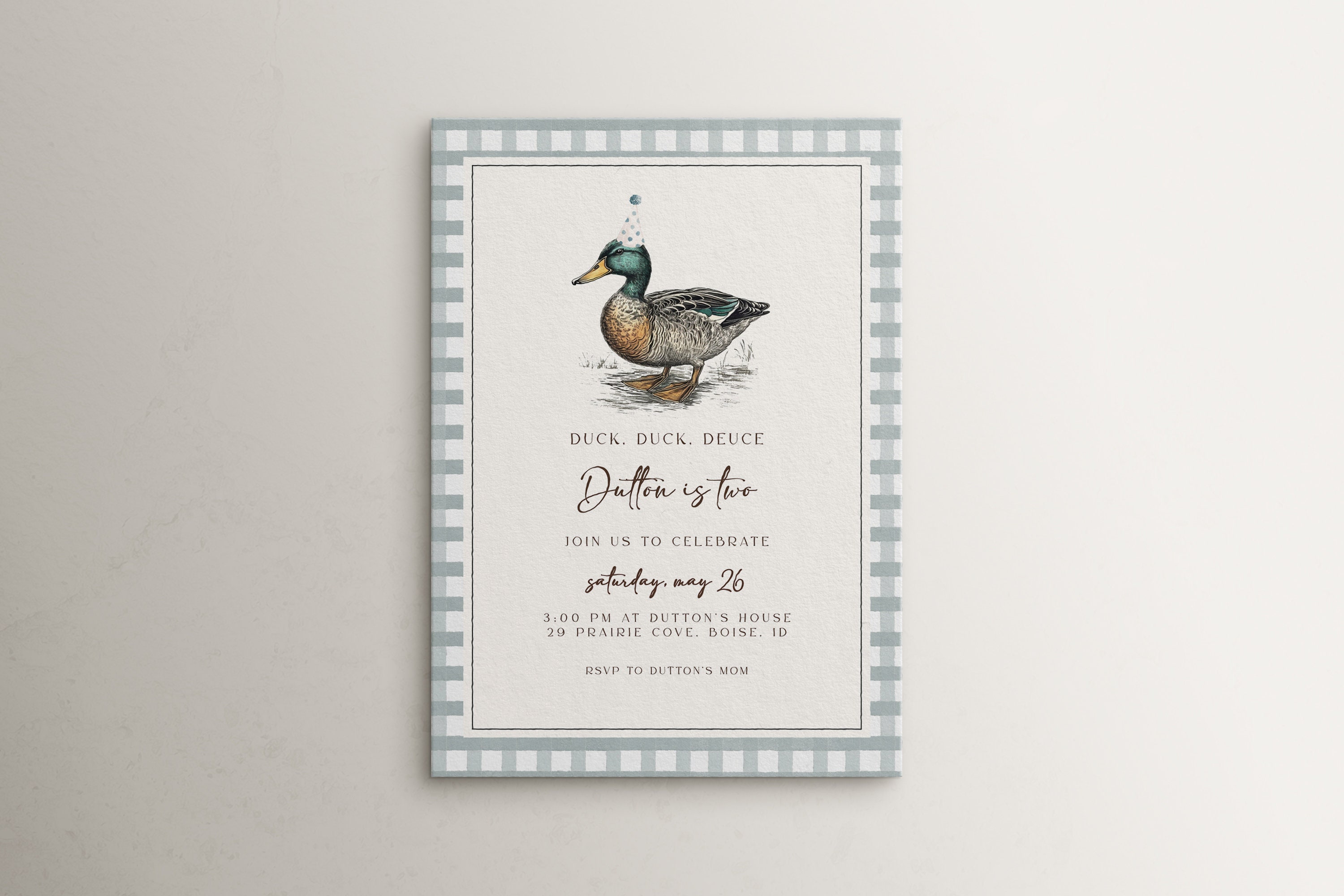 Duck Duck Deuce Birthday Invitation Template | Editable Boy 2nd ...