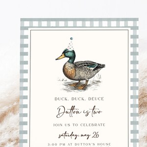 Duck Duck Deuce Birthday Invitation Template | Editable Boy 2nd ...