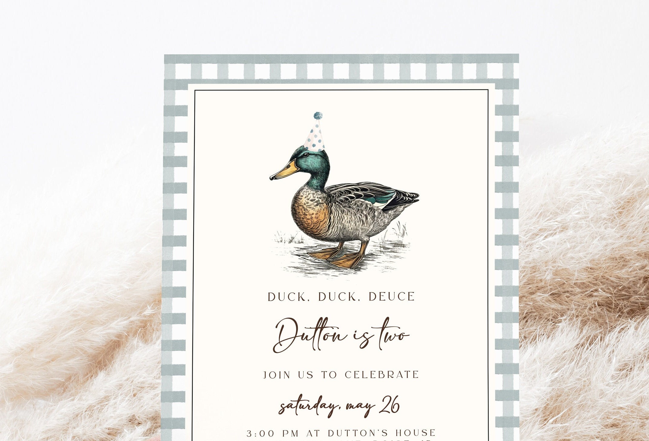 Duck Duck Deuce Birthday Invitation Template | Editable Boy 2nd ...