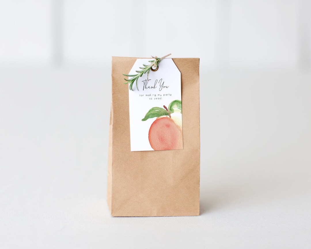 Peach Thank You Favor Tag | Sweet as a Peach 1st Bday Printable Gift ...