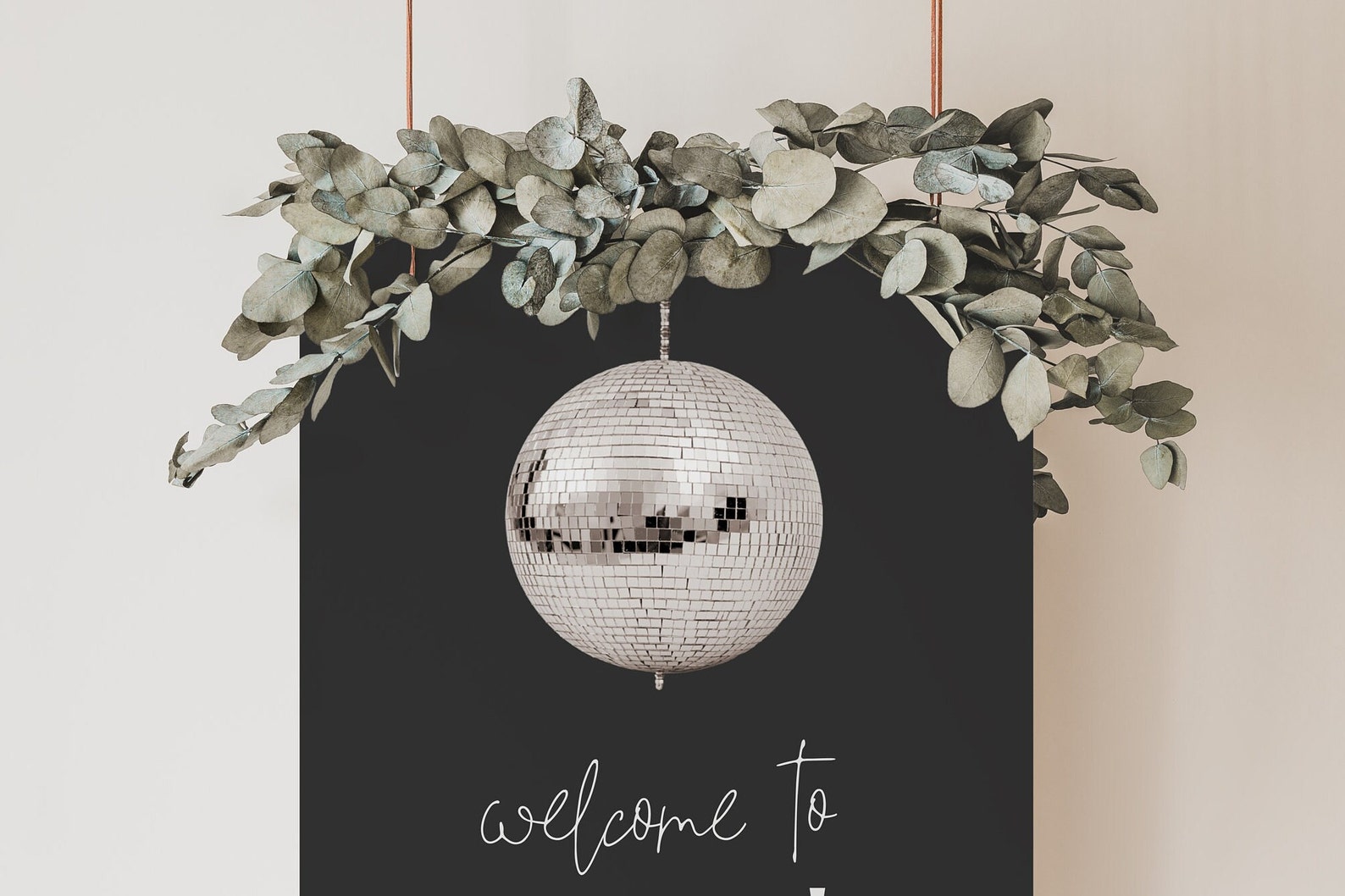 Silver Disco Party Welcome Sign Template Disco Ball Dance - Etsy