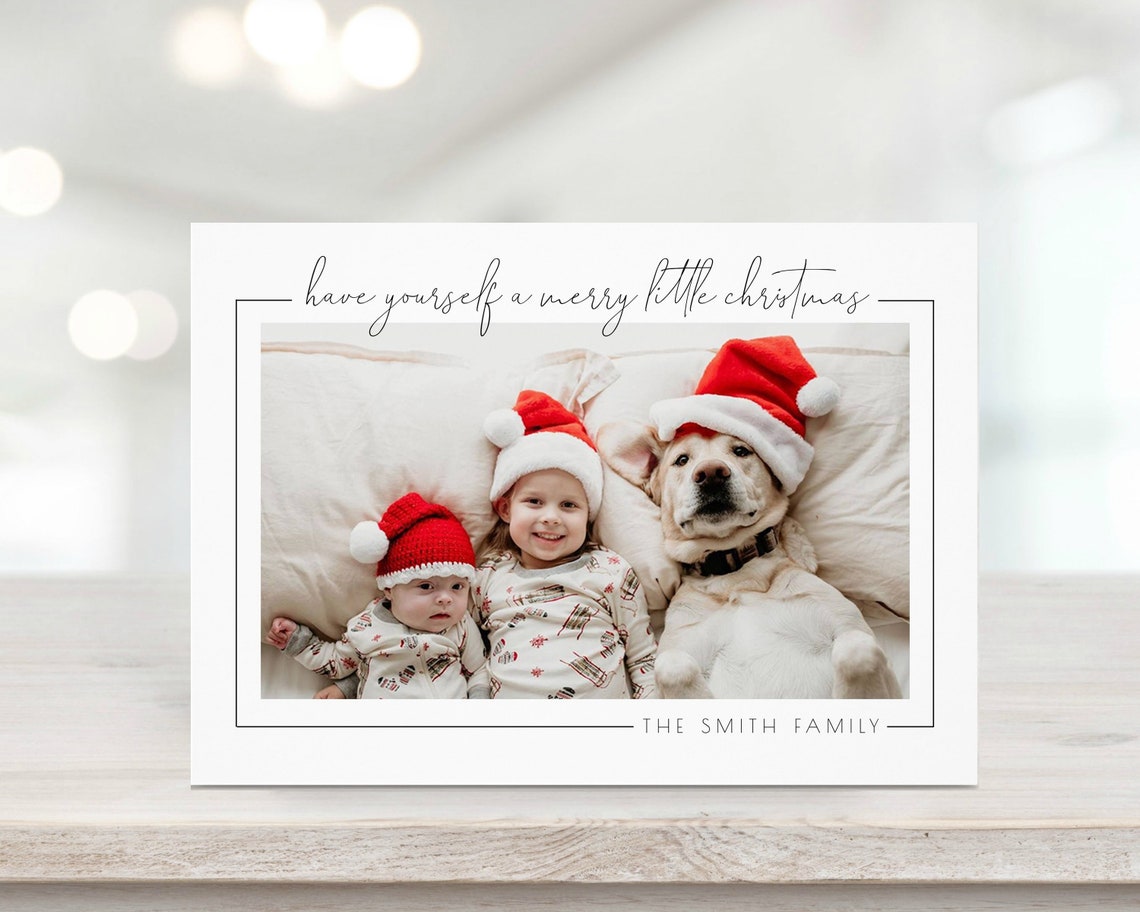 Editable Christmas Card Template With Photo - Have Yourself a Merry ...
