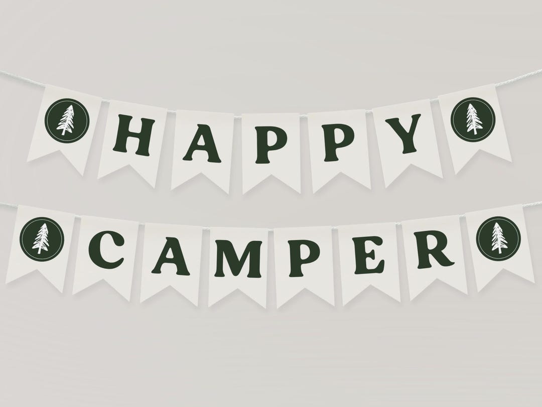 Happy Camper Banner Template | Editable Happy Camper 1st Birthday ...