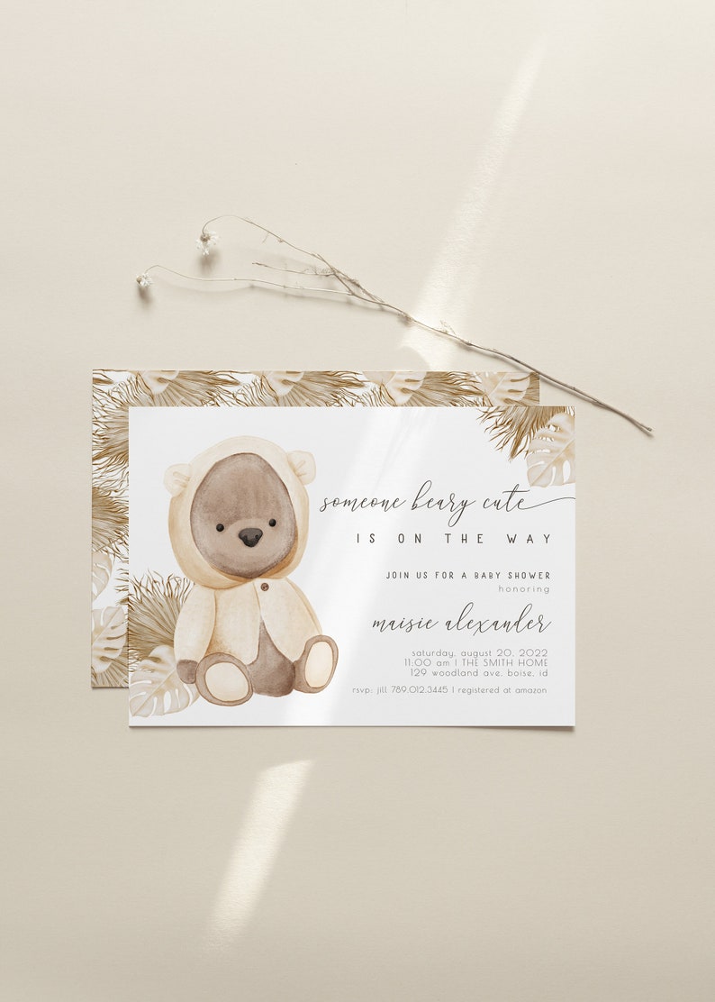 Beary Cute Baby Shower Invitation Template | Editable We Can Bearly ...