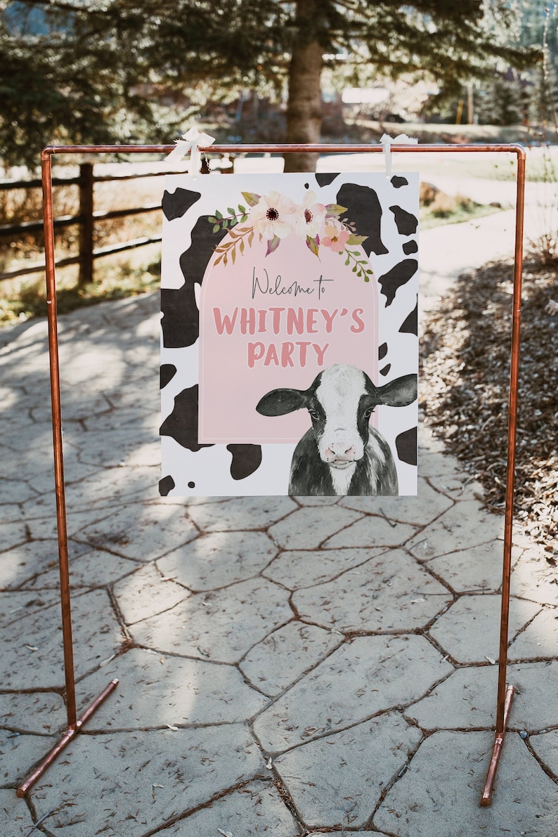 Cow Birthday Welcome Sign Template Holy Cow First Birthday - Etsy