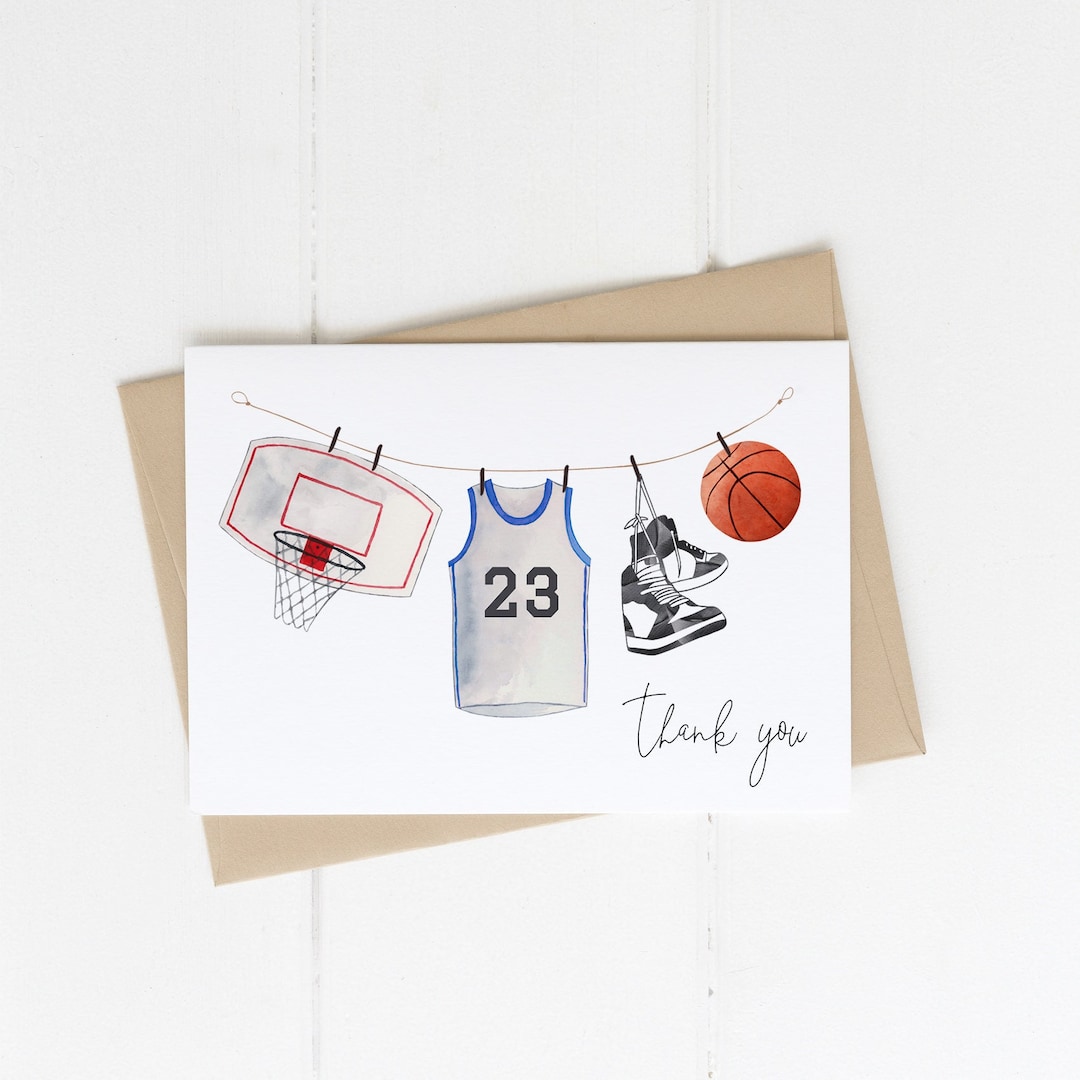 Basketball Thank You Card Printable Editable Template | Sports Baby ...