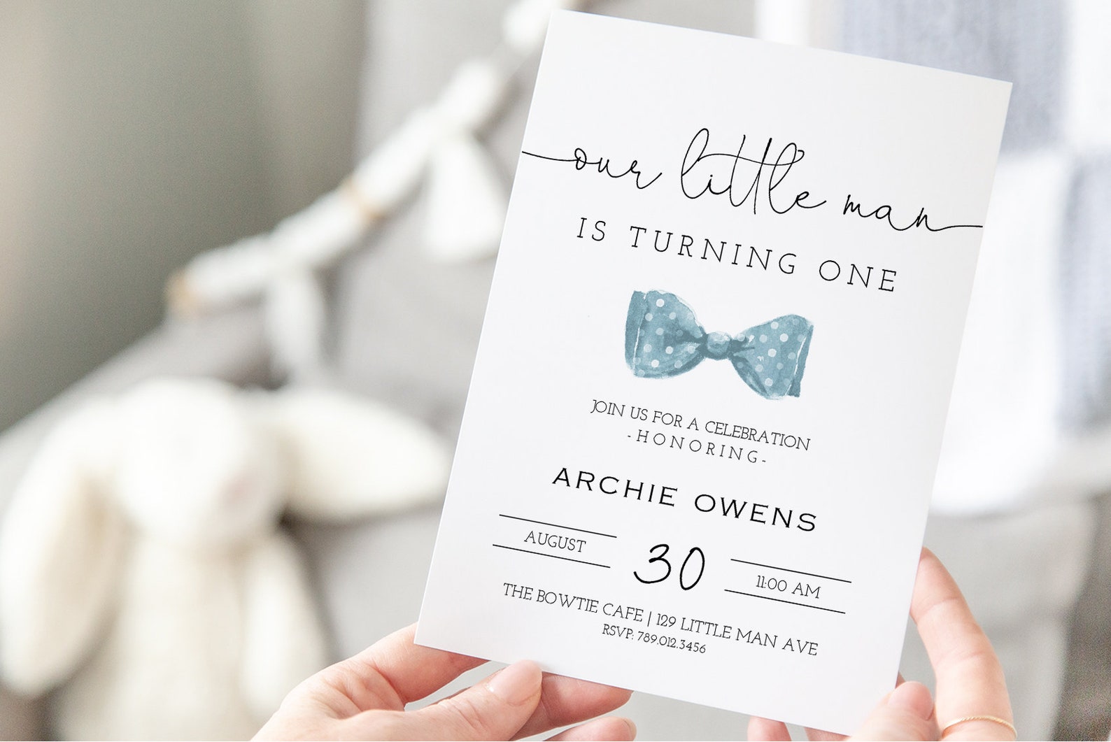 Little Man 1st Birthday Party Invitation Editable Template - Etsy