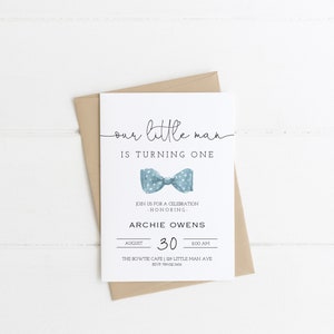 Little Man 1st Birthday Party Invitation Editable Template | Blue ...
