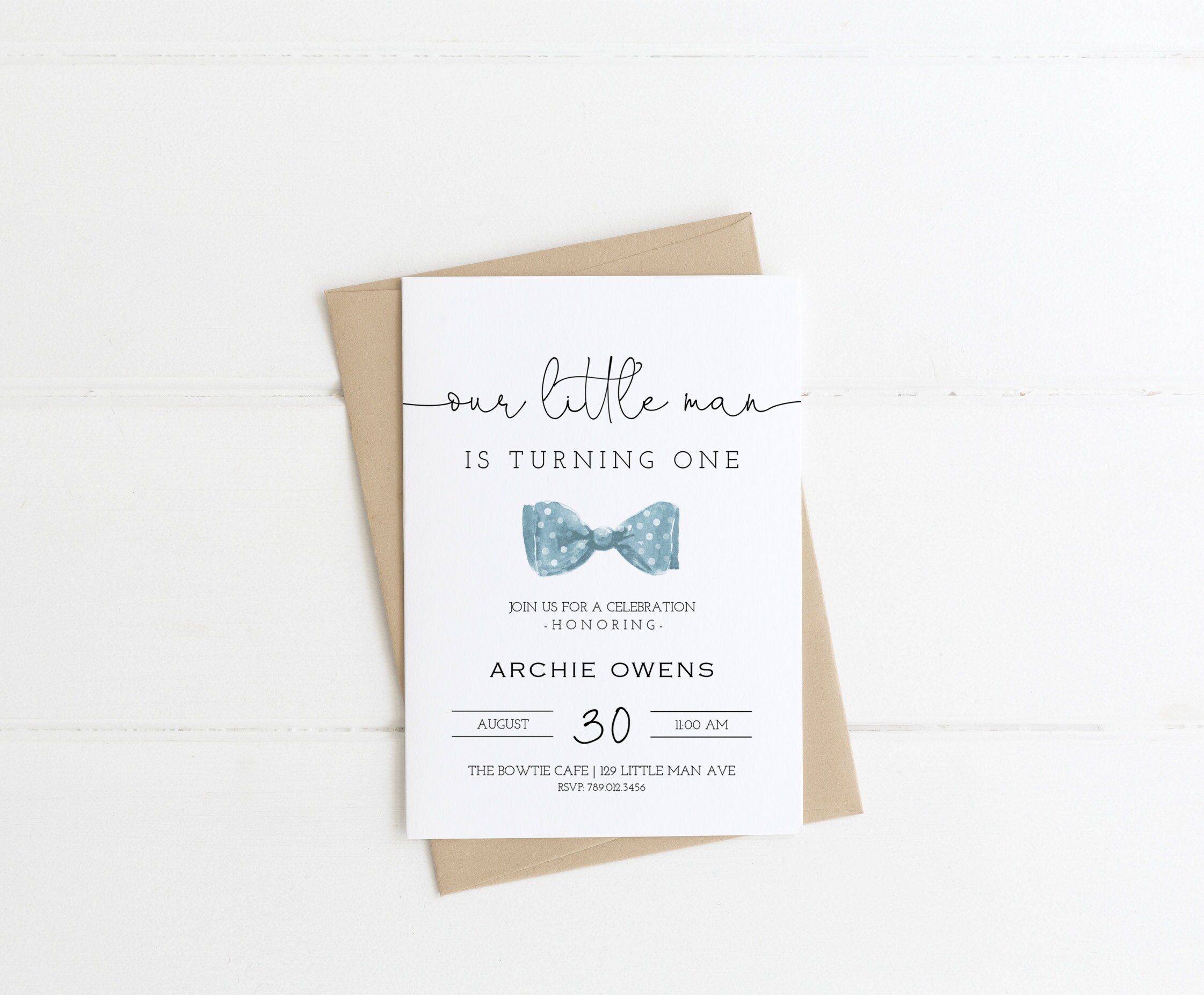 Little Man 1st Birthday Party Invitation Editable Template - Etsy
