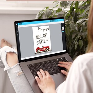 Editable Race Car Sign Template | Fuel up Station Red TWO Fast Birthday ...