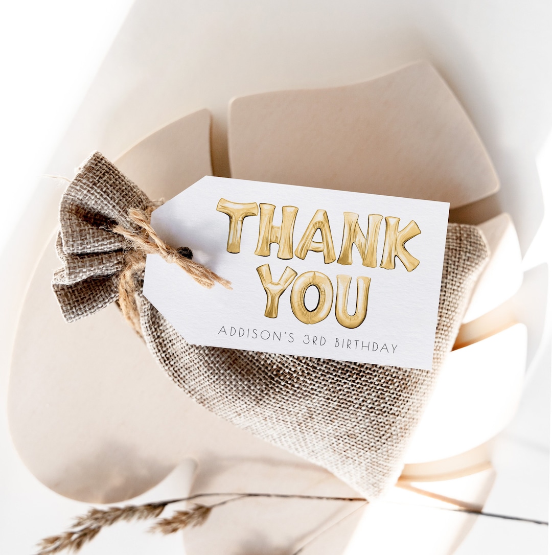 Gold Thank You Favor Tag | Golden Birthday Printable THANK YOU Gift Tag ...