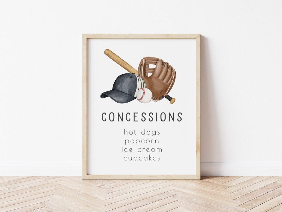 Editable Baseball Concessions Sign Template | Baseball Rookie Year ...