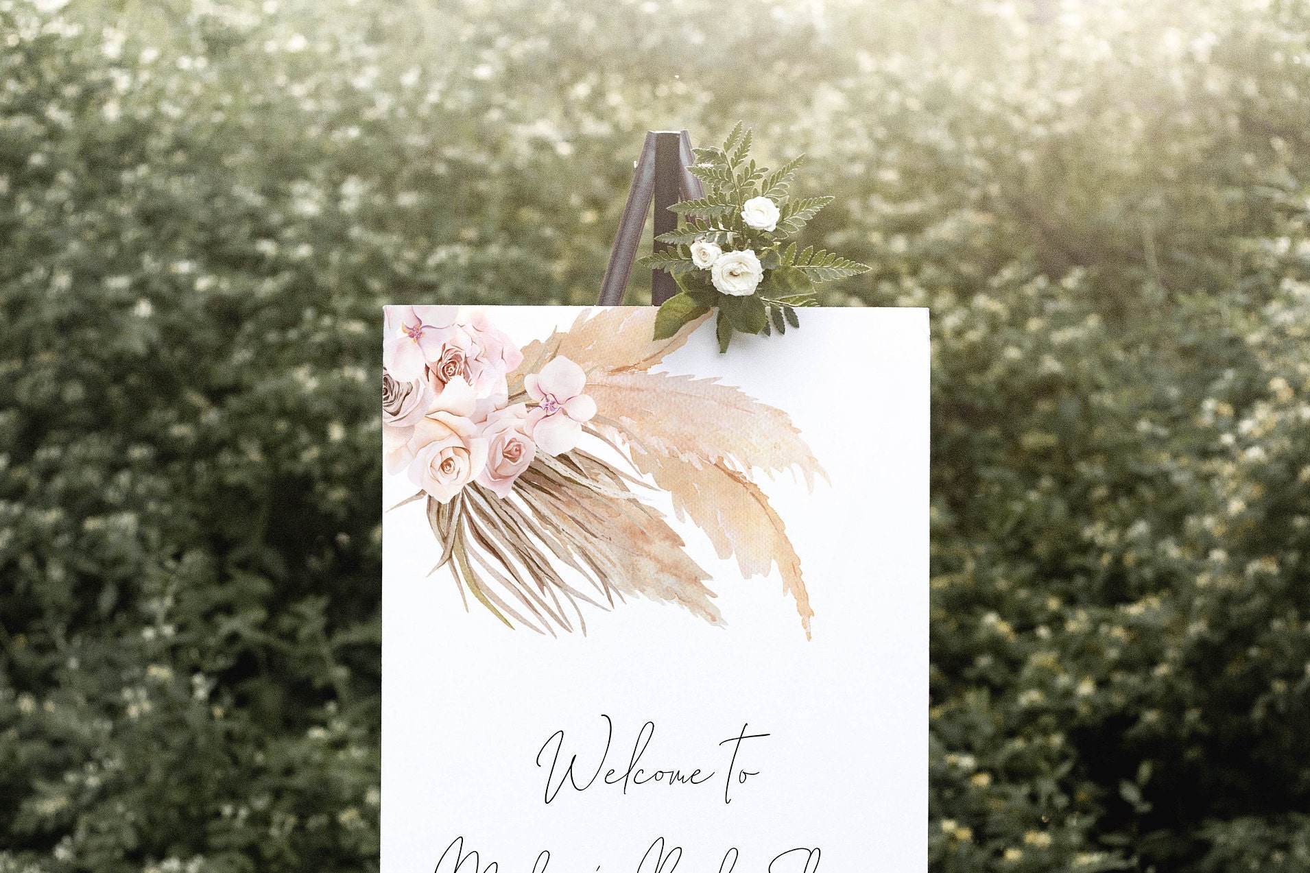 Pampas Grass Welcome Sign Editable Pampas Grass Baby Shower | Etsy