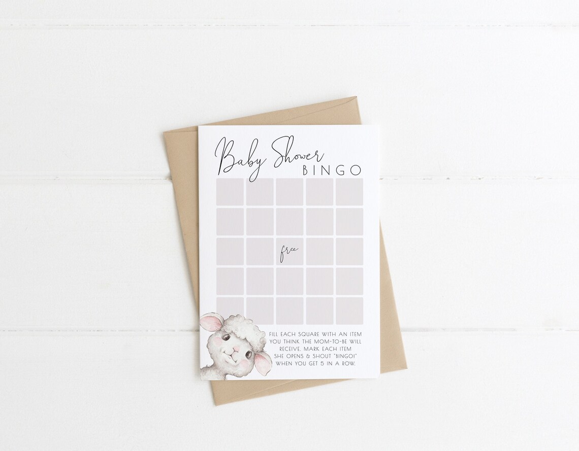 Farm Baby Shower Bingo Farm Sheep Baby Sprinkle Printable | Etsy