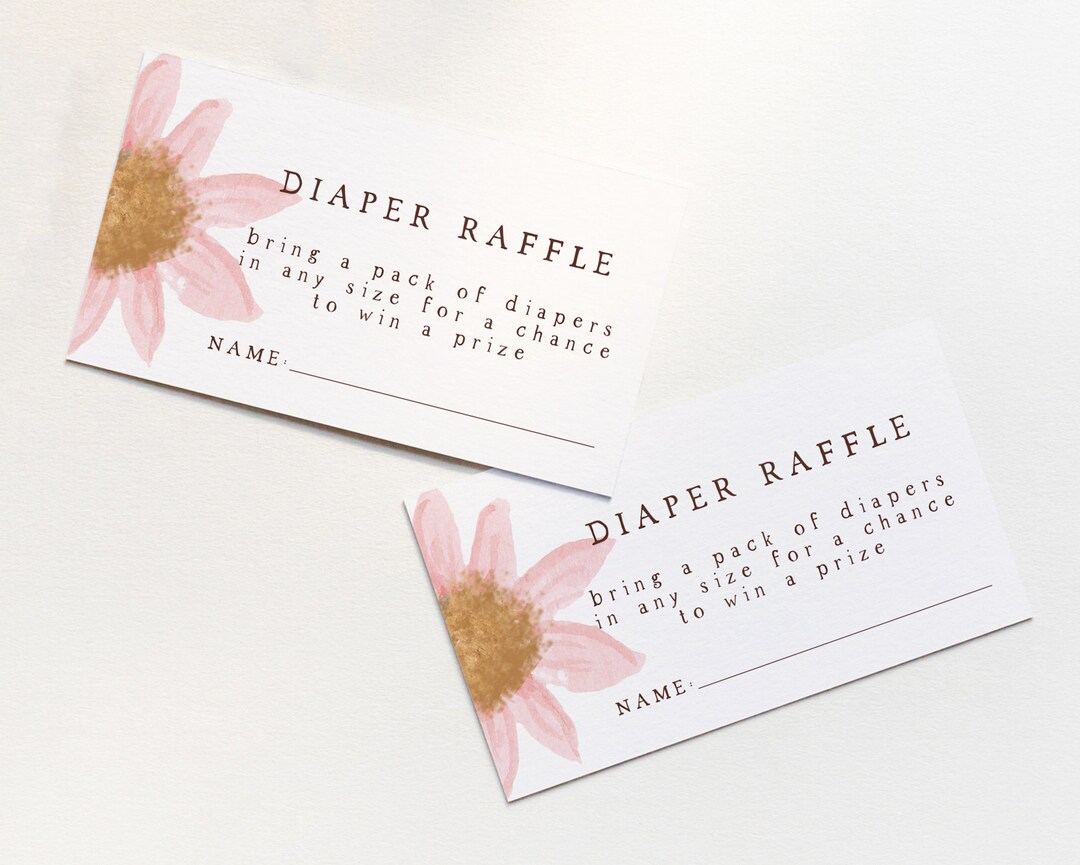 Wildflower Diaper Raffle Ticket Template Pink Baby in Bloom Girl Baby ...