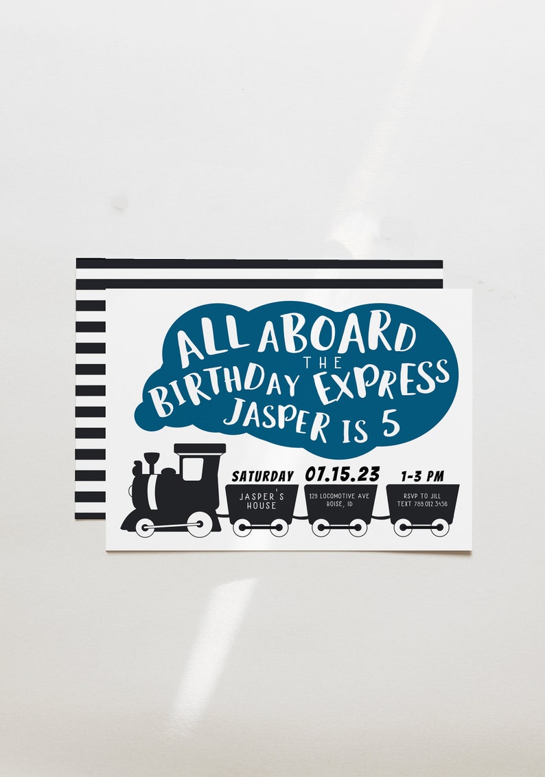Train Birthday Invitation Template All Aboard the Birthday - Etsy