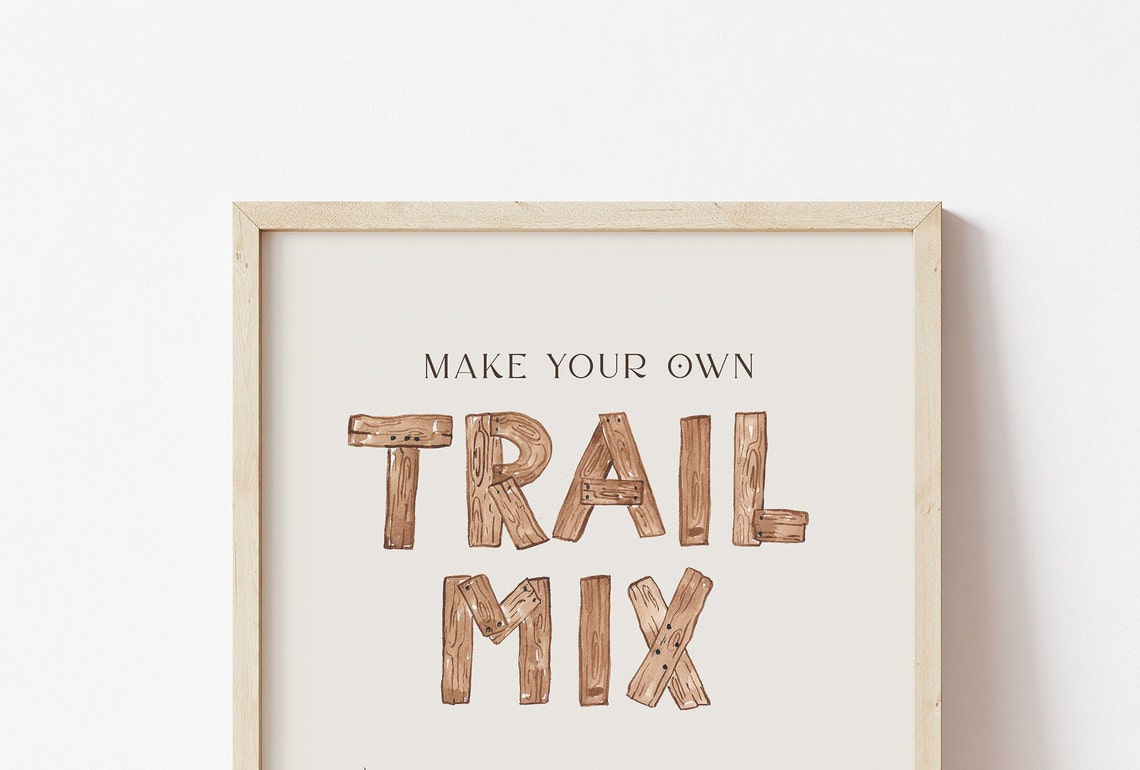 Trail Mix Bar Sign Template | Editable One Happy Camper Birthday Party ...