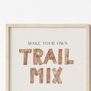 Trail Mix Bar Sign Template | Editable One Happy Camper Birthday Party ...