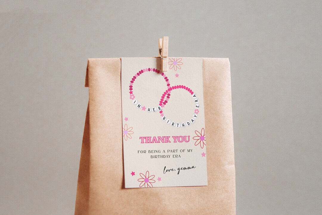 Friendship Bracelet Favor Tag Template | Editable in Her Birthday Era ...