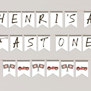 Fast ONE Banner Template Editable Red Race Car 1st Birthday Printable ...