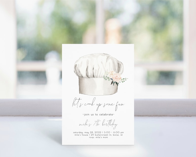 Cooking Birthday Party Invitation Chef Baking Party Birthday - Etsy
