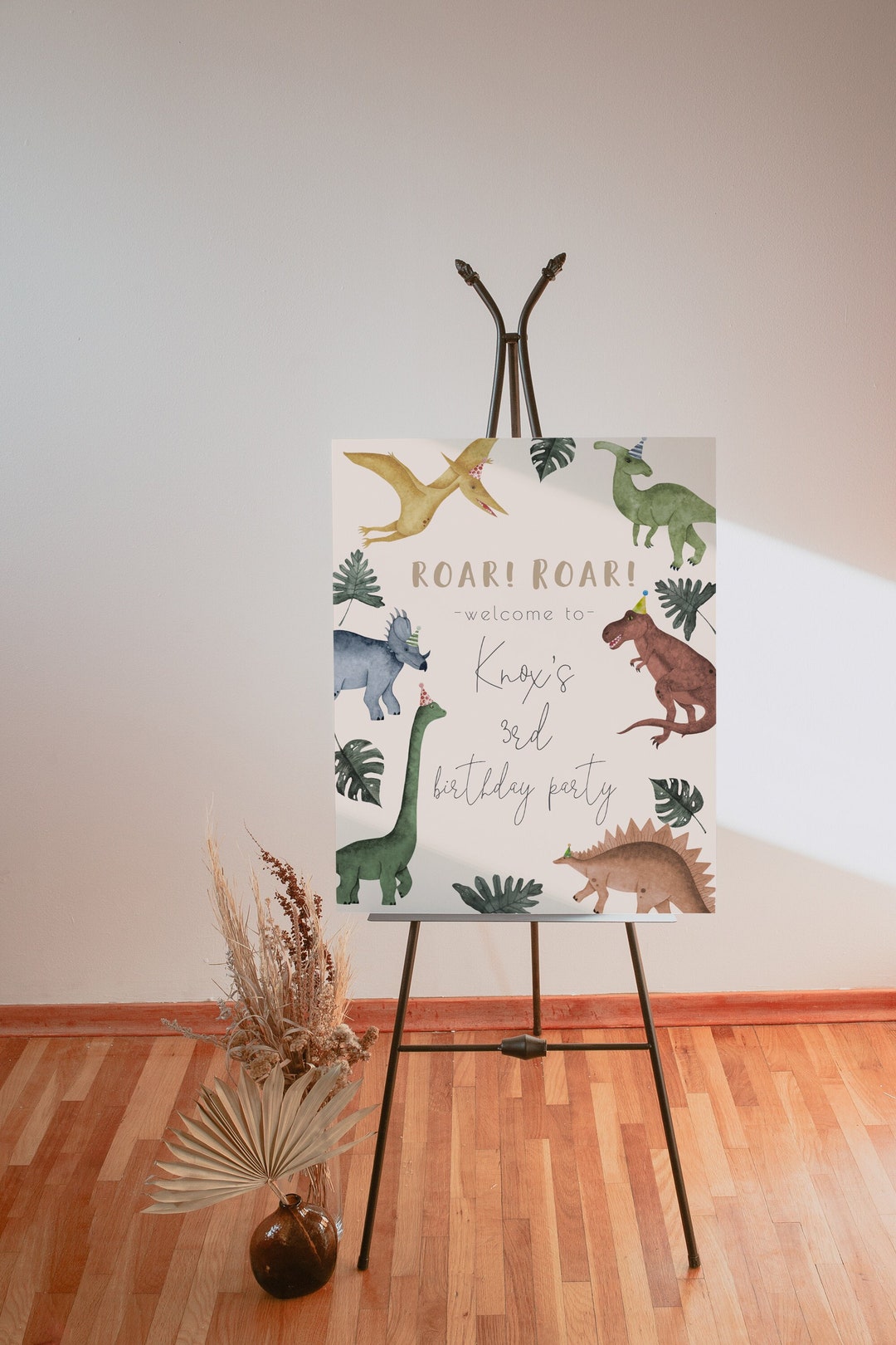 Editable Dinosaur Birthday Welcome Sign Template | Dino Birthday Party ...