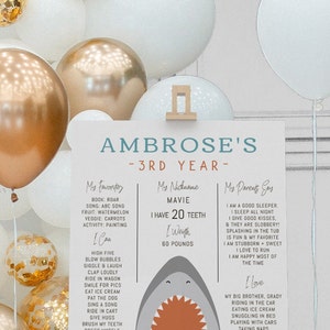 Editable Shark Milestone Birthday Board Template | Shark About Me ...