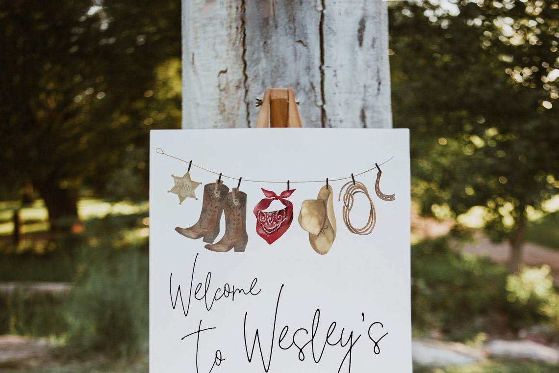 1st Rodeo Birthday Welcome Sign Template Red Cowboy First - Etsy