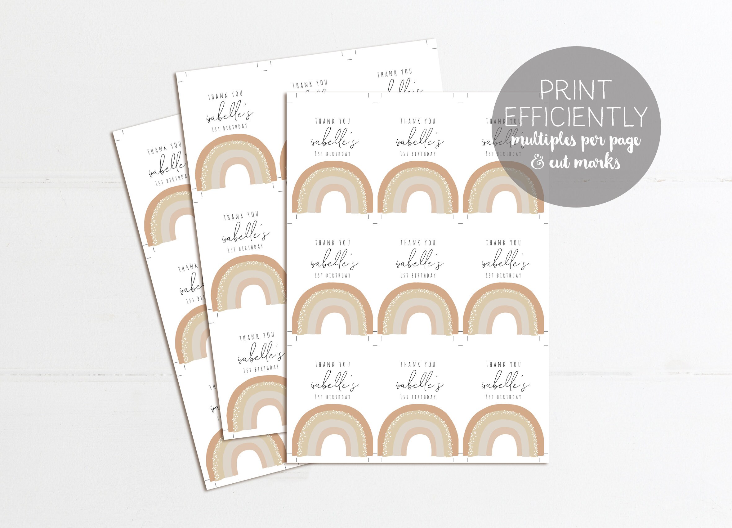 Muted Rainbow Thank You Favor Tag Boho Rainbow 1st Bday | Etsy