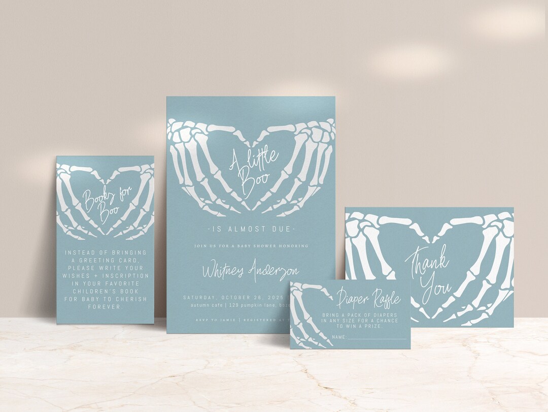 A Little Boo is Almost Due Boy Baby Shower Template Bundle Editable ...