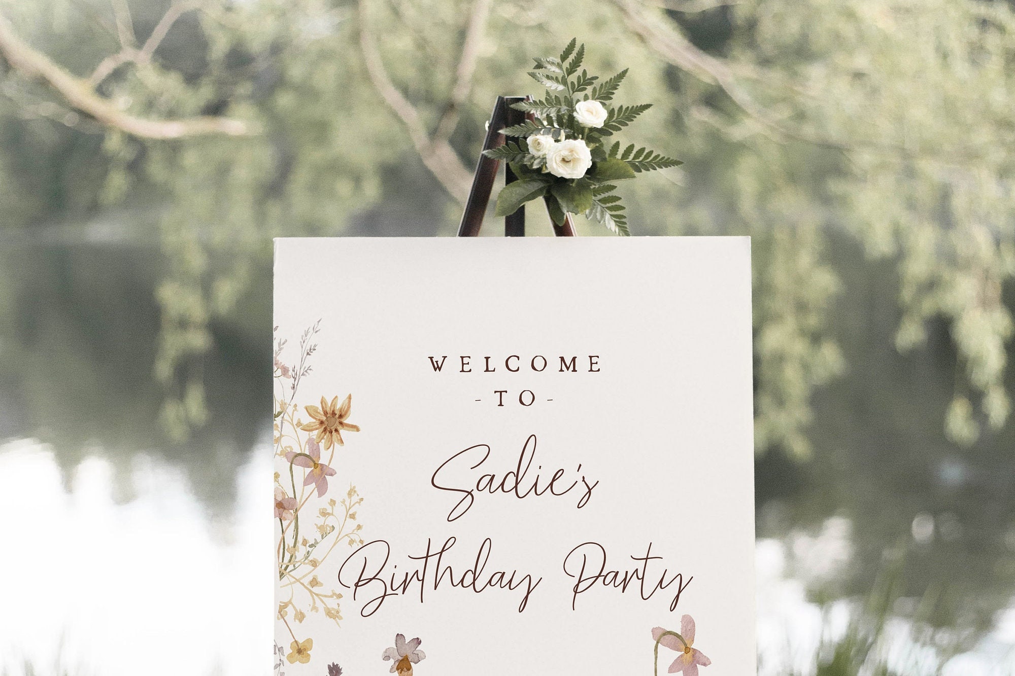 Wildflower Welcome Sign Template | Editable Wildflower Birthday Party ...