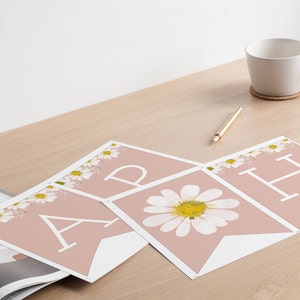 Daisy Birthday Banner Template | Pink Printable Daisy Happy Birthday ...