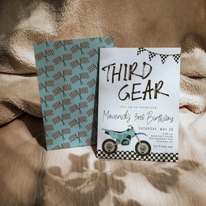 Third Gear Birthday Invitation Template | Editable Dirt Bike 3rd ...