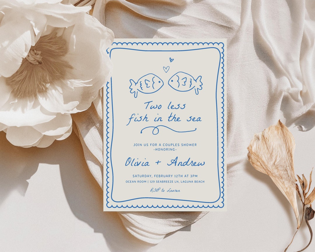 Two Less Fish in the Sea Bridal Shower Invitation Template | Editable ...