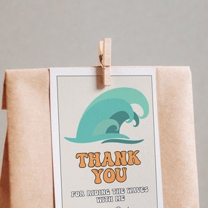 Surf Thank You Favor Tag | the Big ONE Surf 1st Birthday Printable Gift ...