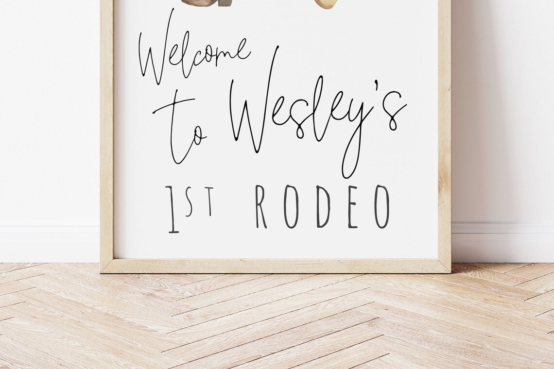 1st Rodeo Birthday Welcome Sign Template | Red Cowboy First Birthday ...