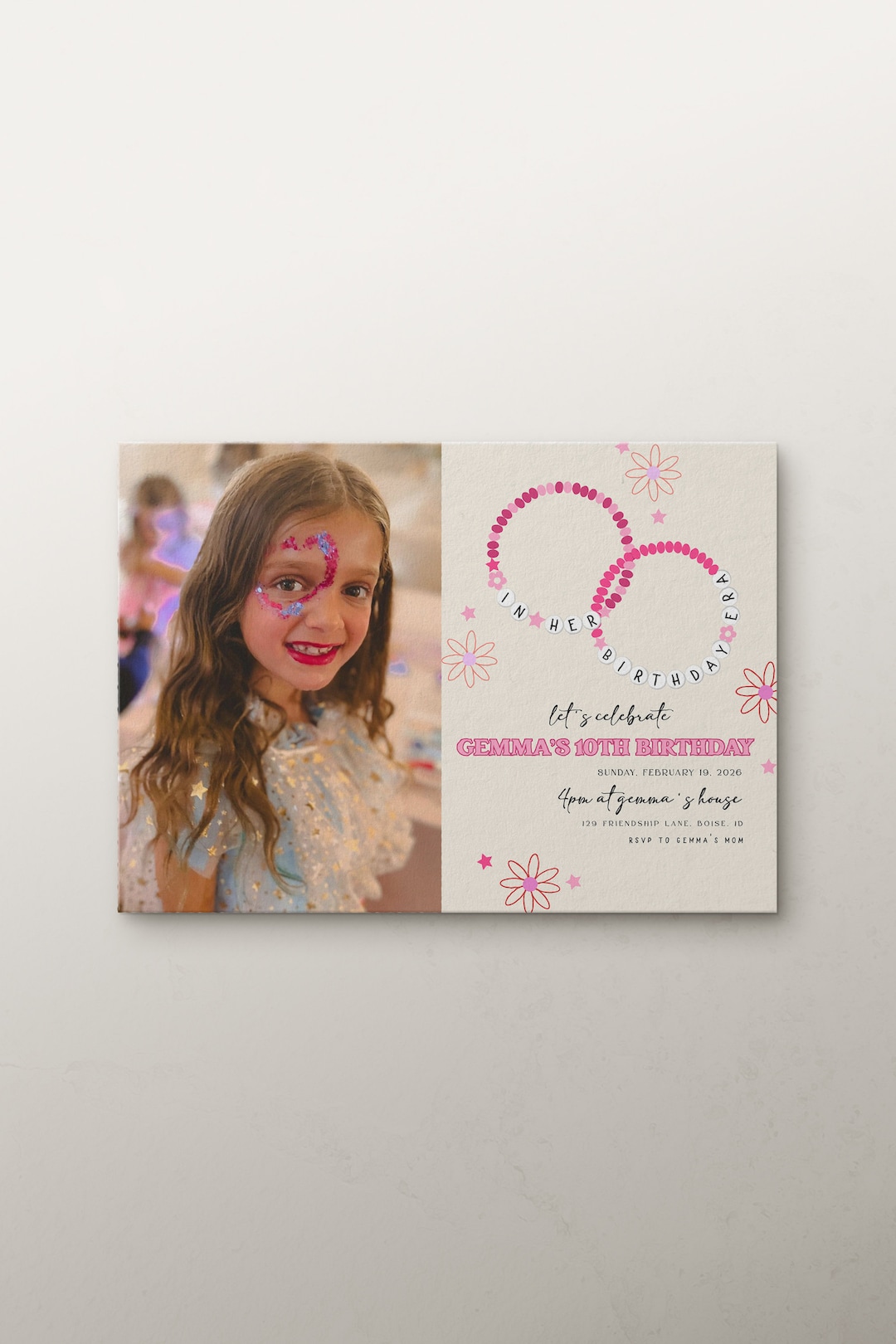 Friendship Bracelet Birthday Invitation Template With Picture ...