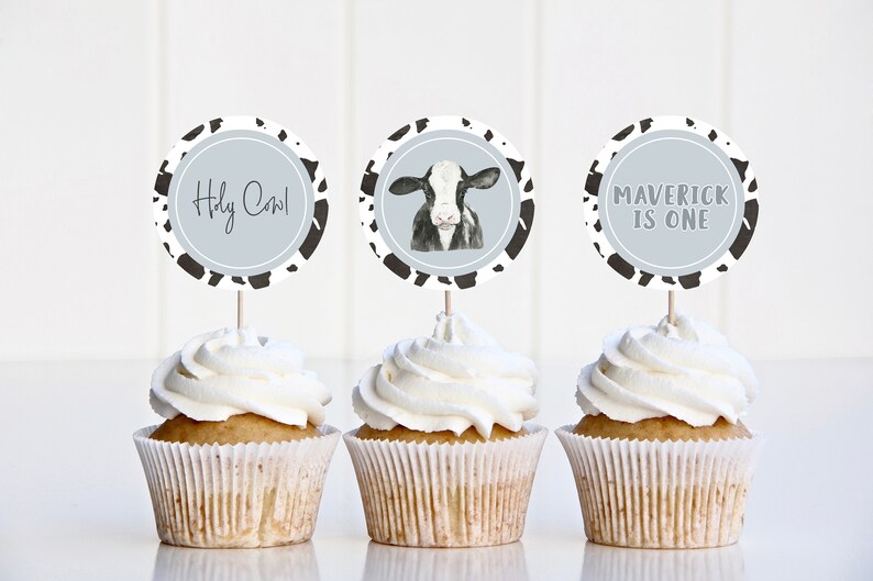Holy Cow Cupcake Topper Template Editable Holy Cow I'm - Etsy