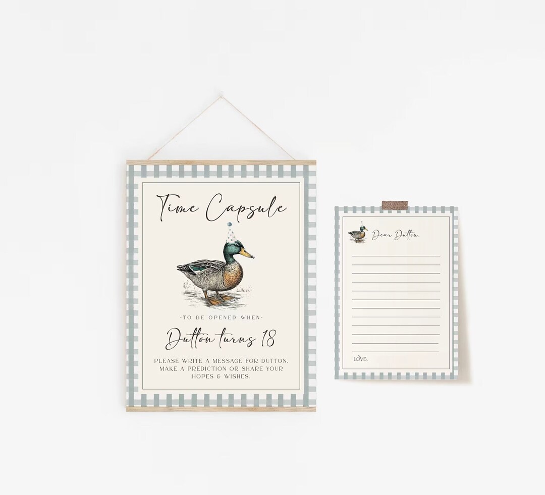 Duck Time Capsule Birthday Template | Editable One Lucky Duck 1st ...