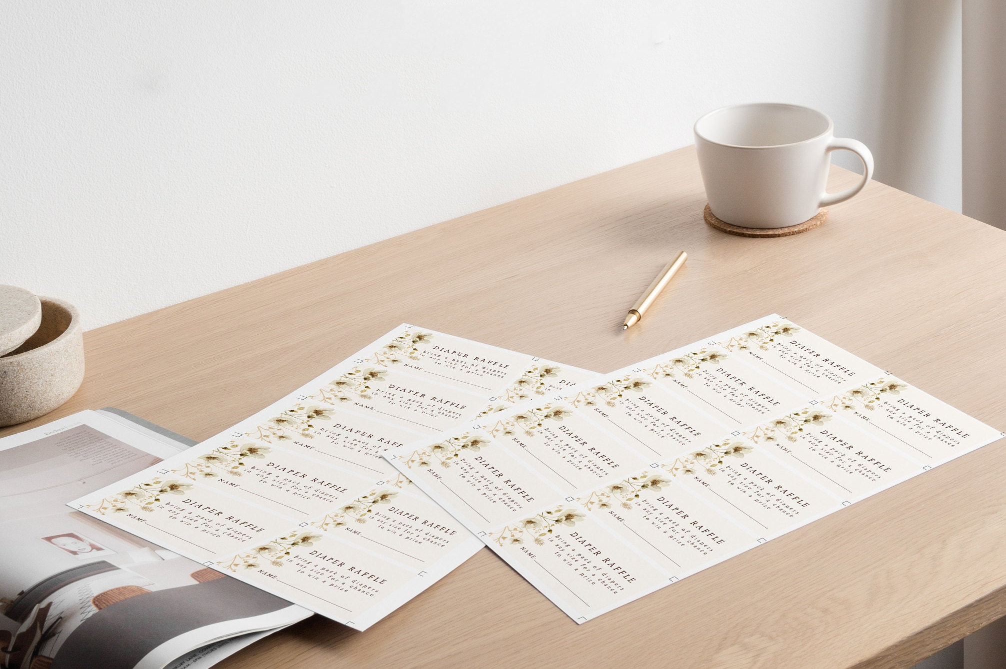 Wildflower Diaper Raffle Ticket Template Baby in Bloom Baby - Etsy