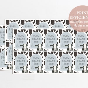 Holy Cow Favor Tag Template | Editable Boy Cow 1st Birthday Party Thank ...