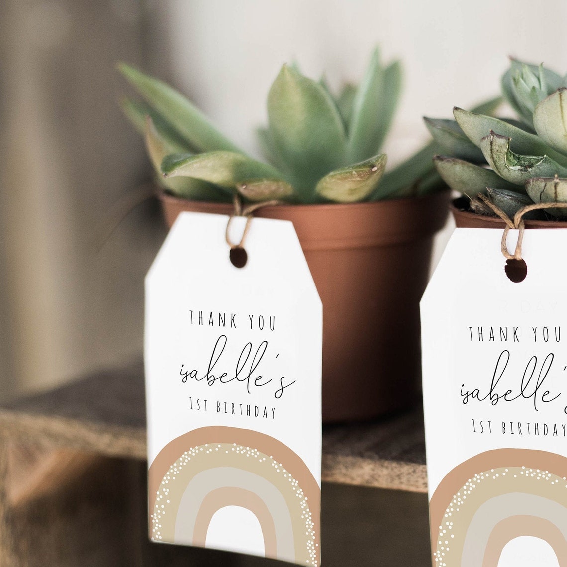 Muted Rainbow Thank You Favor Tag Boho Rainbow 1st Bday - Etsy