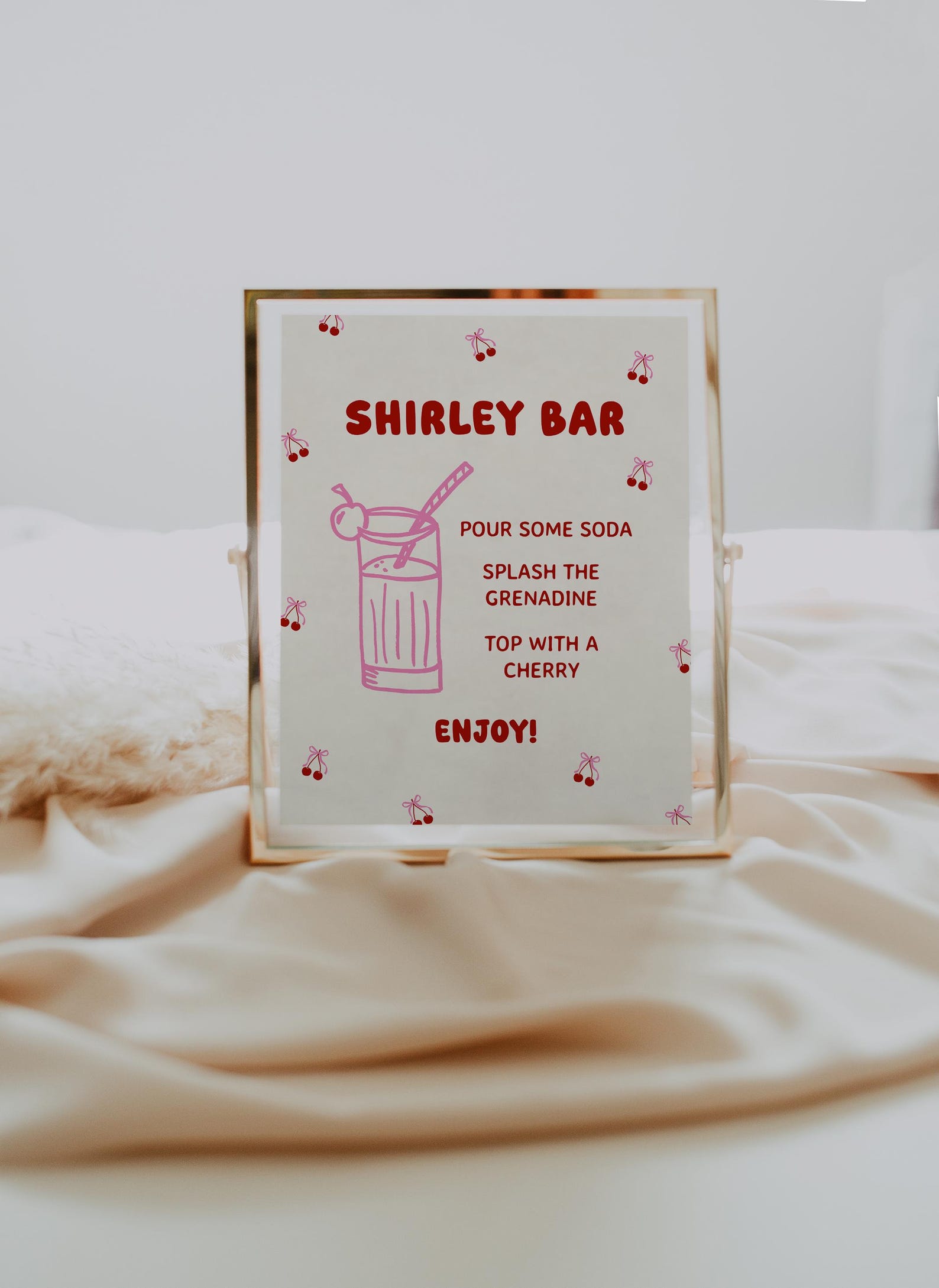 Shirley Temple Bar Sign Template | DIY Editable Cherry Mocktail Sign ...