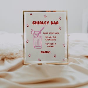 Shirley Temple Bar Sign Template | DIY Editable Cherry Mocktail Sign ...