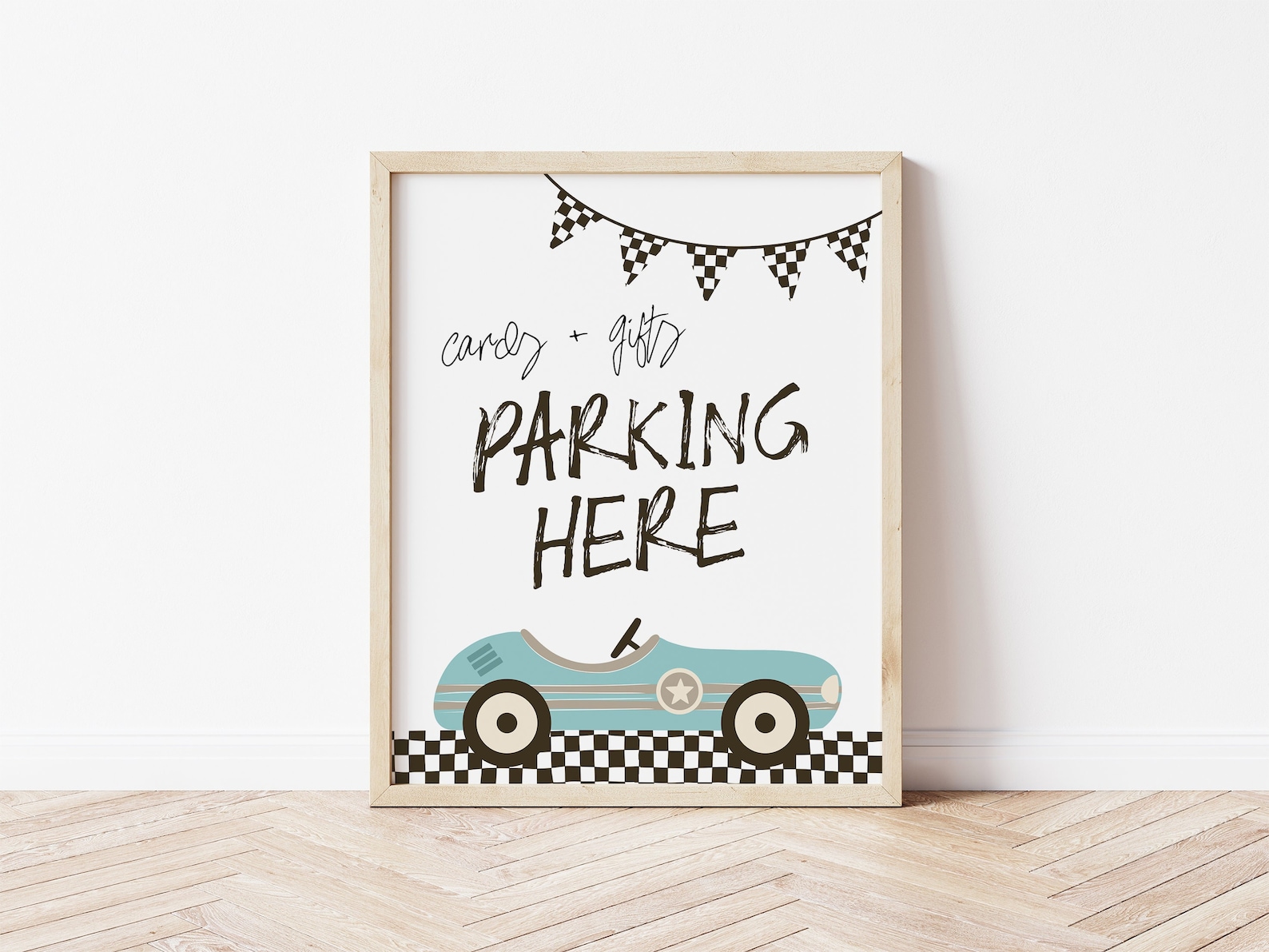 Race Car Cards Gifts Sign Template Editable Parking Here TWO Fast ...