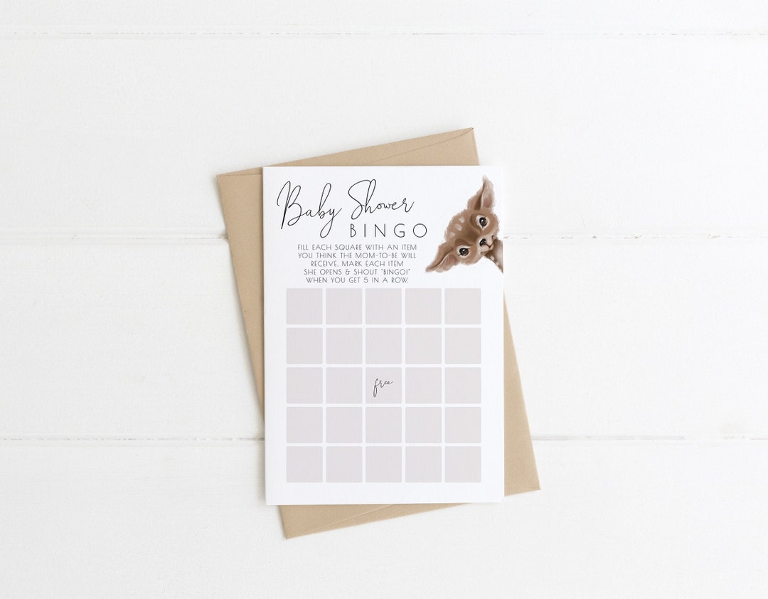 Deer Baby Shower Bingo, Little Deer Woodland Baby Sprinkle Printable ...